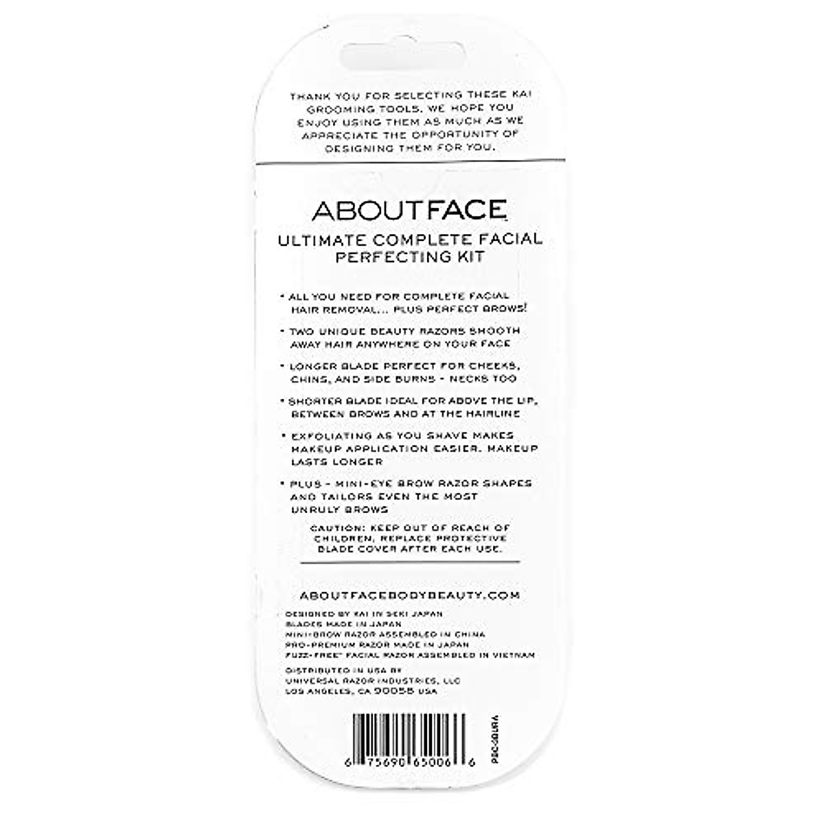 Kai About Face Ultimate Complete Facial Perfecting Kit for Shaving & Exfoliating - Includes 3 Beauty Groomers for Hair Removal and Dermaplaning from Face, Neck, & Hairline