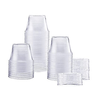 Comfy Package [100 Sets - 4 oz.] Plastic Disposable Portion Cups With Lids, Souffle Cups, Jello Cups
