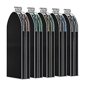 TOSHISON Hanging Garment Bags, 5 Pcs Suit Bag with 6.3" Gusset, Garment Bags for Storage, Garment Bags for Hanging Clothes, Suit Bags for Closet Storage, Suit Cover for Clothes