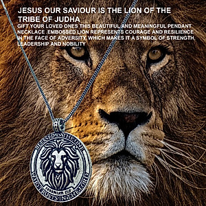 GUAAFA Bible Verse & Lion Pendant for Men & women Locket Necklaces - Blessed is the One Who Trusts In the Lord | Christian Faith Religious Gifts Jewelry for grandson and Grand Daughter(Rustic Silver)