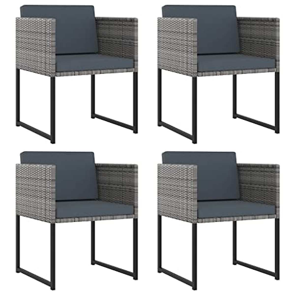 vidaXL Patio Dining Set with Cushions 13 Pieces Garden Poolside Courtyard Home Party Dinner Tables and Chairs Furniture Poly Rattan Black