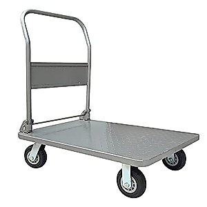 Generic Platform Hand Truck Flatbed Portable Trolley Steel Platform Truck with Foldable Handle and Swivel Wheels for Pulling Goods Luggage Heavy Load Capacity Foldable (Size : 6in-550lb)