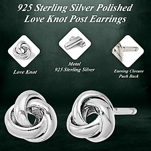 Auriga Fine Jewelry Sterling Silver Polished Love Knot Stud Earrings Gift for Women