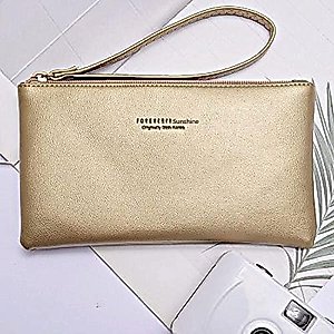 ZHAOCC Ladies Wallet, Ladies Compact Clutch Mini Wallet Ladies Ladies Clutches, Casual Long Clutches, Simple and Fashionable Ladies Wallets (Color : Gold)