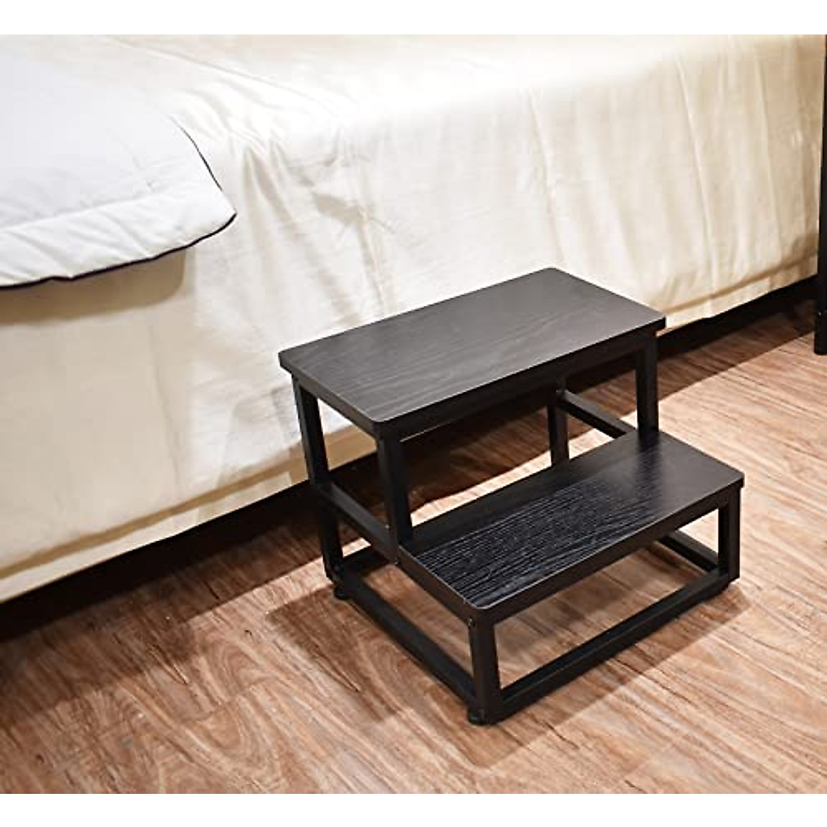 YAKANJ Step Stools for Adults Kids, Heavy Duty Sturdy Metal Frame Hold Up to 500 Lbs Capacity for Kitchen Bathroom Bedroon -Black