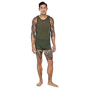 Savage X, Men's Flocked Monogram Tank, Deep Forest Green, M
