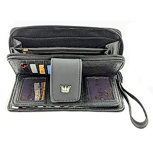 Purse King The Essence Everyday Essential Wallet, Womens Wallet, Womens Clutch, Faux Leather Wallet, Leather Clutch, RFID Blocking Wallet, Organizer (Black)