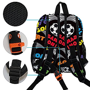 Football Soccer Black Backpack Toddler Girls Boys Preschool School Bag Travel Daypack for Primary Children Students Kids