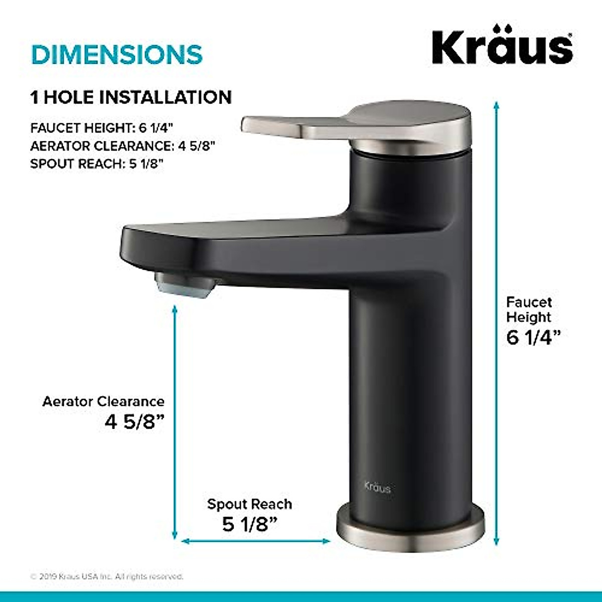 KRAUS Indy Single Handle Basin Bathroom Faucet in Spot Free Stainless Steel/Matte Black, KBF-1401SFSMB
