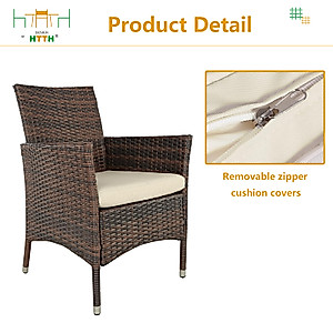 HTTH 4-Piece Outdoor Patio Furniture Sets Wicker Sofa with Cushions and Coffee Table Garden Lawn Pool Backyard Outdoor Sofa Sets (Brown-Beige)