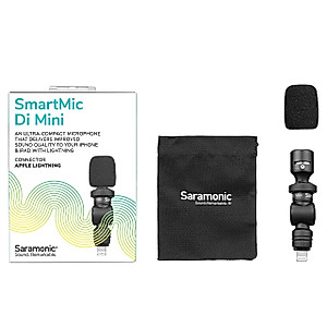 Saramonic Ultra-Compact Omnidirectional Condenser Microphone with Lightning for iPhones & iPads (SmartMic Di Mini), SMARTMICDIMINI, Black
