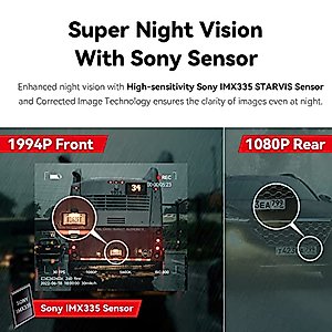 DDPAI Dash Cam Front and Rear, 1944P Front x1080P Rear, Dual Car Camera with Sensor, Buil-in GPS, Wi-Fi & App, Car Dashboard Camera Recorder 2.4",Parking Mode,G-Sensor,Super Capacitor, Z40 Dual GPS