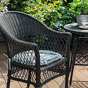 STRICKLANDHOME Outdoor Cushions for Patio Furniture, Water-Resistant Patio Furniture Cushions, Tropical Leaves Outdoor Cushions Set of 2, Round Corner Patio Chair Pads with Ties, 17"X16"X2"