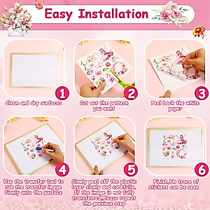 gisgfim 12 Sheets Rub on Transfers for Crafts and Furniture Fairy Rub on Transfers Stickers Fairy Flower Rub on Decals Decor for Spring Home Office Paper Wood DIY Craft, 5.9 x 5.9 Inch