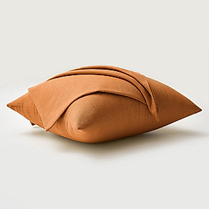 MIULEE Pack of 2 Decorative Throw Pillow Covers Fall Halloween Linen Burlap Square Solid Farmhouse Modern Concise Throw Cushion Case Pillowcase for Sofa Car Couch 18x18 Inch Burnt Orange