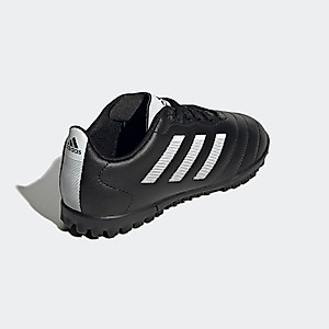 adidas Goletto Turf Soccer Shoe, Black/White/Metallic, 2 US Unisex Little Kid