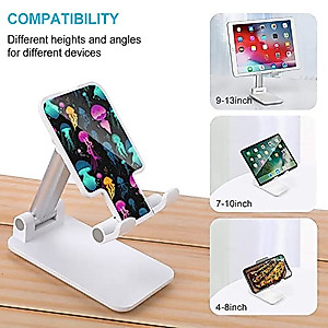 Glowing Colorful Jellyfish Cell Phone Stand Foldable Adjustable Cellphone Holder Desktop Dock Compatible with iPhone Switch Tablets (4-13")