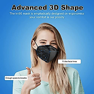 YOTU KN95 Face Masks 60 Pcs,5 Layers Cup Dust Mask,Filter Efficiency 95%, Suitable for Home Work Restaurants