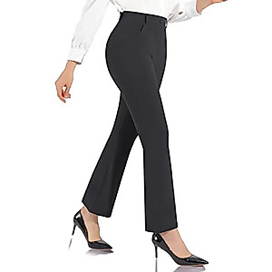 PMIYS Stretchy Dress Pants for Women Bootcut Yoga Pants Wide Leg Work Pant with Pockets XX-Large Black
