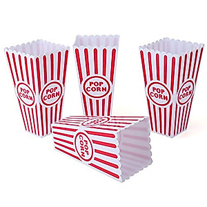 Tebery 20 Pack Plastic Open-Top Popcorn Boxes Reusable Movie Theater Style Popcorn Container Set -7.7" Tall x 4" Square