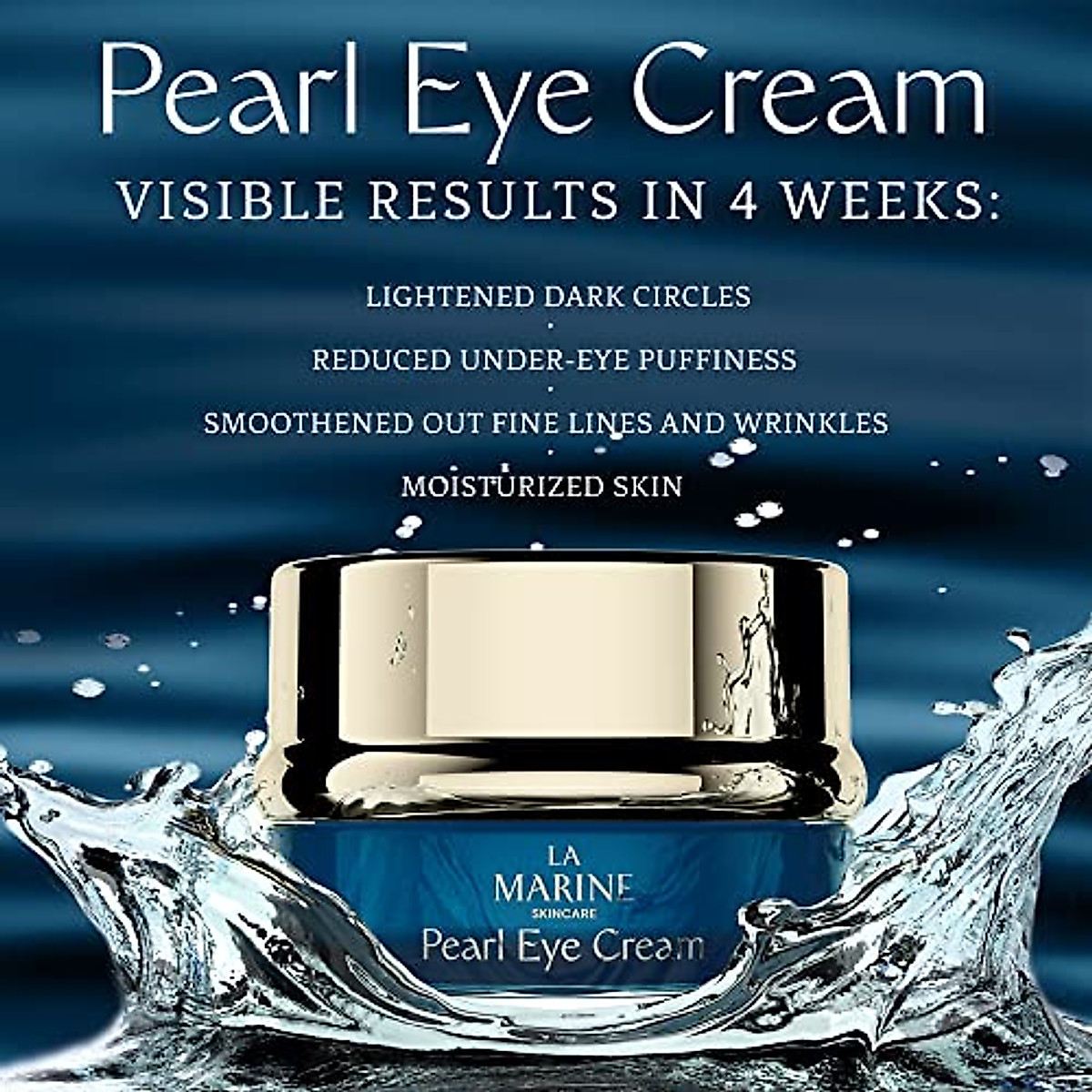 Pearl Eye Cream - Moisturizing Treatment for Dark Circles - Hydrolyzed Pearl, Jellyfish Extract, Caffeine - Puffiness, Under Eye Bags & Fine Lines Remover - Anti-Aging & Anti-Wrinkle - LaMarine 0.5oz