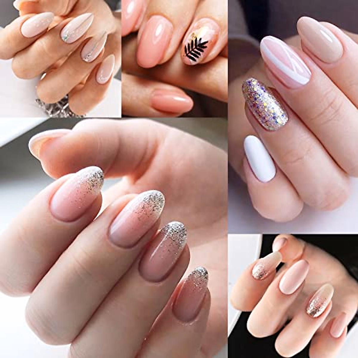 Ranrose 600PCS Clear Short Oval Half Cover Nails Tips Short Round Acrylic Short False Artificial Nail 12 Sizes with Box