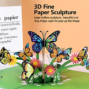 evron Pop Up Birthday Cards,3D Flower Butterfly Greeting Card,Thanksgiving,Thank You Cards,Butterfly Garden Pop Up Card,Christmas Card,Valentine's Day,with Lay Flat Display Widget&Envelopes(Butterfly)