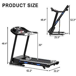 Incline Treadmill,3.5HP Treadmills for Home,Treadmill with 0-15% Auto Incline,Folding Treadmill for Running Walking 330 lbs Weight Capacity,Electric Treadmill,APP Bluetooth & Pulse Monitor (Black)