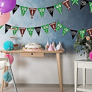 Doumeny 4 Pack Football Pennant Banner American Football Paper String Flag Sports Theme Party Banner Superbowl Paper Triangle Flag Game Day Paper Banner for Birthday Baby Shower Sport Club Party Decor