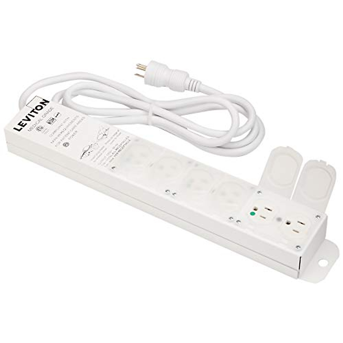 Leviton 5306M-1N7 Medical Grade Power Strip, 15-Amp, 125-volt, 6-Outlets, 7-Feet Cord Length