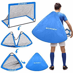 Kids Soccer Goal for Backyard Set - 2 Set 4X3 ft Toddler Soccer Nets Training Equipment, Soccer Ball, Pop Up Portable Soccer Set for Kids and Youth Games and Training Goals