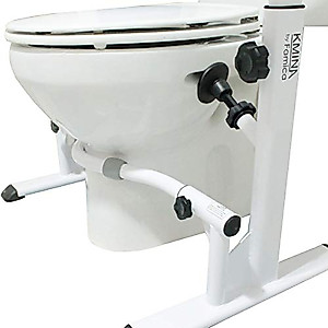 KMINA - Toilet Safety Rails for Elderly (330 lbs), Handicap Toilet Seat with Handles, Adjustable Height and Width Toilet Rails for Seniors, Heavy Duty Toilet Safety Frame with Arms, Easy Installation