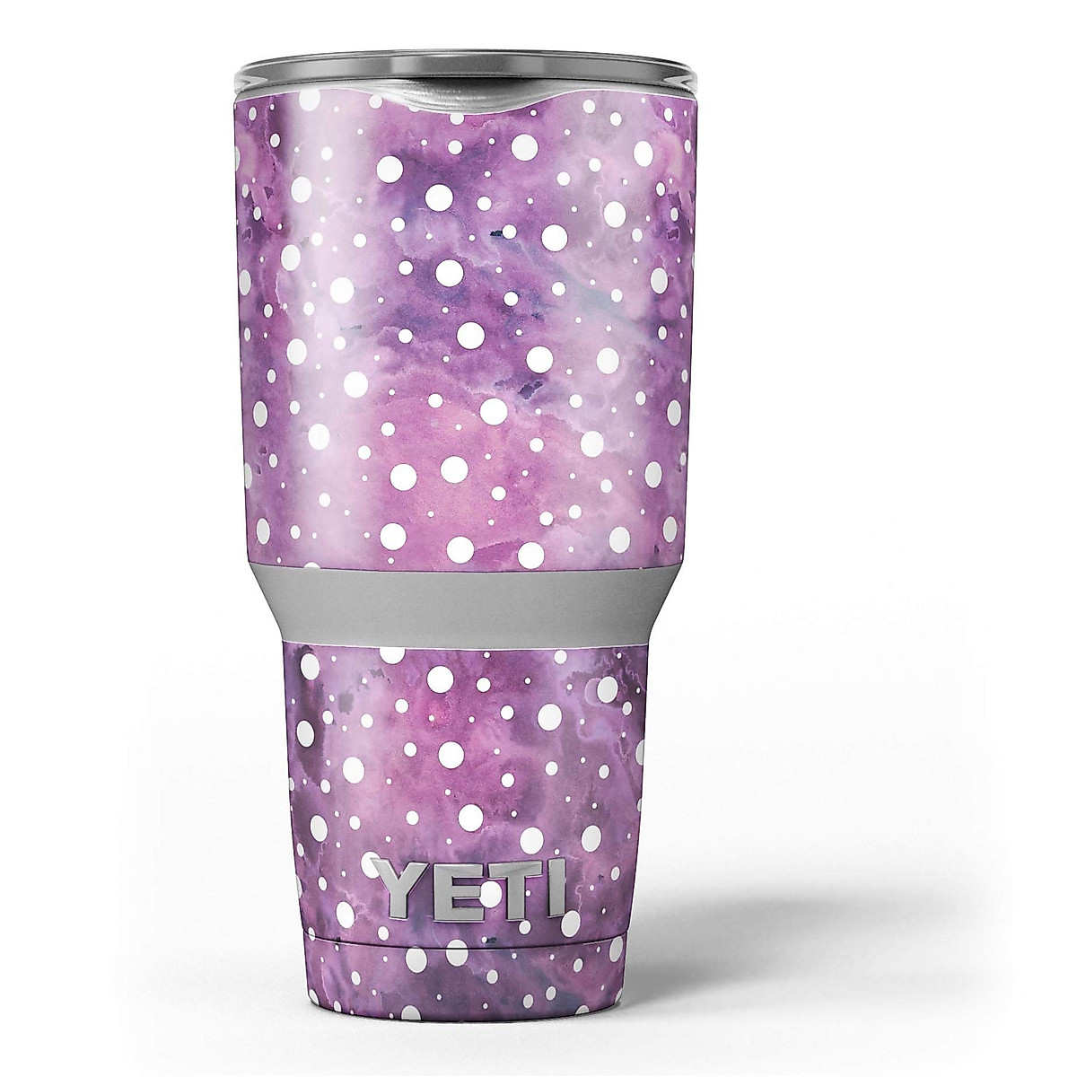 Design Skinz White Polka Dots Over Purple Pink Paint Mix - Skin Decal Vinyl Wrap Kit Compatible with The Yeti Rambler Cooler Tumbler Cups
