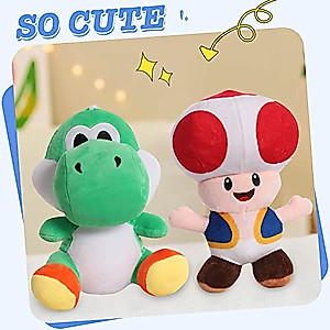 XIYASAVI Mario All Star Collection,Mario Plush Toys and Luigi Stuffed Plush Toys,Yoshi and Toad Stuffed Plush Toys,Set of 4 Plushies Doll 9.8 inches