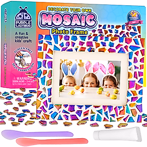 PURPLE LADYBUG Decorate Your Own Picture Frame Craft Kit – Easter Craft for Kids Ages 8-12, Birthday Gift & DIY Mosaic Frame Craft for Girls Ages 6-8, Fun Arts & Crafts for 7-Year-Old Girls