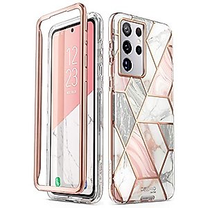 i-Blason Cosmo Series for Samsung Galaxy S21 Ultra 5G Case, Slim Stylish Protective Case Without Screen Protector (Marble)