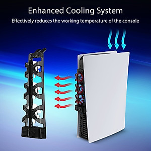 NexiGo PS5 Accessories Essential Kit, PS5 Wall Mount Kit with Charging Station, Cooling Fan with LED Light, Efficient Cooling System, Wall Mount Set for PSVR2 Controllers, Hanging Near or Behind TV