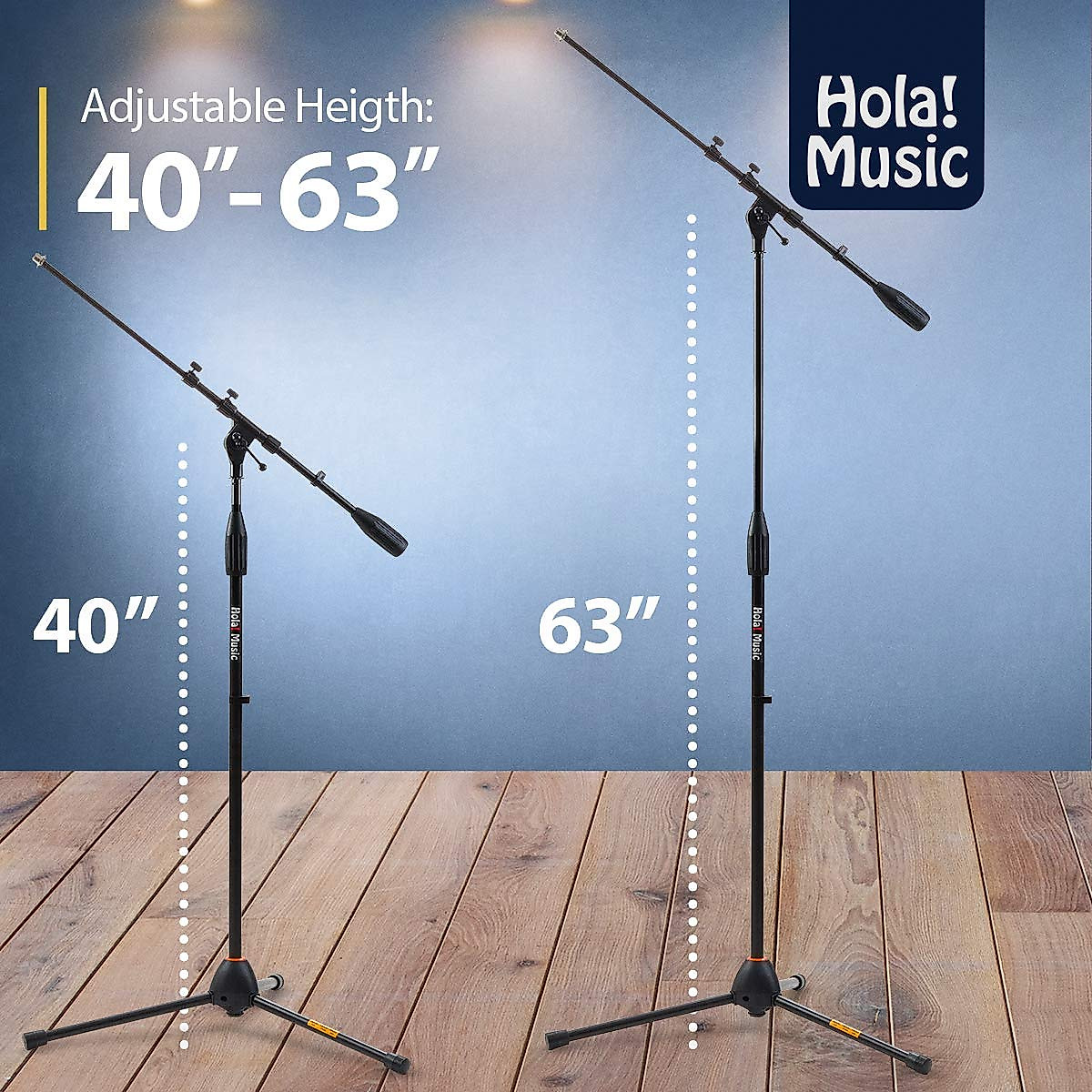 Hola! Music Mic Stand w/Adjustable Height for Home, Studio, Office or Stage Use – Weighted Base