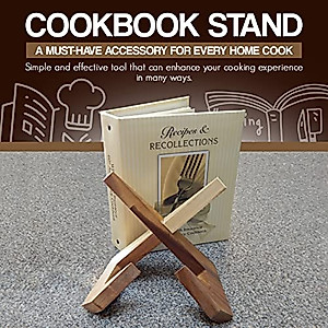 Acacia Cookbook Stand, Beautiful Cookbook Holder, Convenient Book Stand, Recipe Book Holder for countertops and Cook Book Stand for Kitchen Hands-Free Cooking, Cookbook Stand for Kitchen Counter