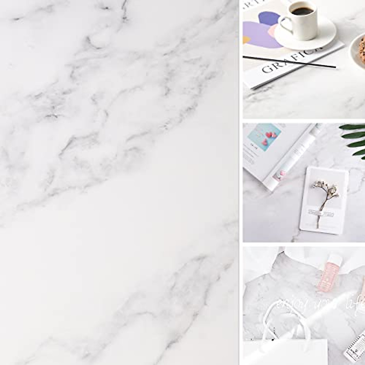 BEIYANG 2 Marble 24x24in Photography Backdrop Boards with 2 PCS Bracket for Flat Lay or Food Photography Background Marble and White Backdrop Photo Table Backdrop