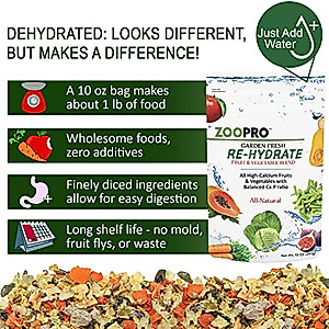 Exotic Nutrition Garden Fresh Re-Hydrate - High Calcium Dried Fruit & Vegetable Mix - for Sugar Gliders, Marmosets, Parrots, Conures, Iguanas, Turtles, Lizards, Bearded Dragons, & Other Small Pets
