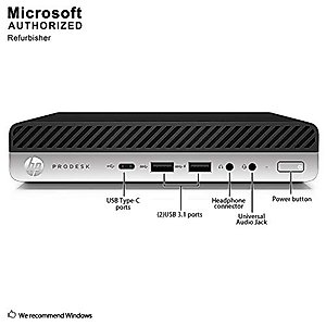HP Prodesk 600 G3 Micro Computer Mini PC (Intel Quad Core i5-7500T 2.7Ghz, 16GB DDR4 Ram, 512GB SSD, 4K Support, DP, USB 3.0, USB-C) Win 10 Pro (Renewed)
