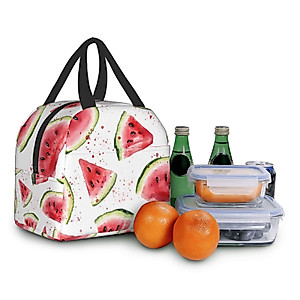 Canesert Lunch Bag with Pocket for Teen Slices Watermelon Insulated Lunch Box Cooler Thermal Waterproof Reusable Tote Bag for Women Travel Work Hiking Picnic