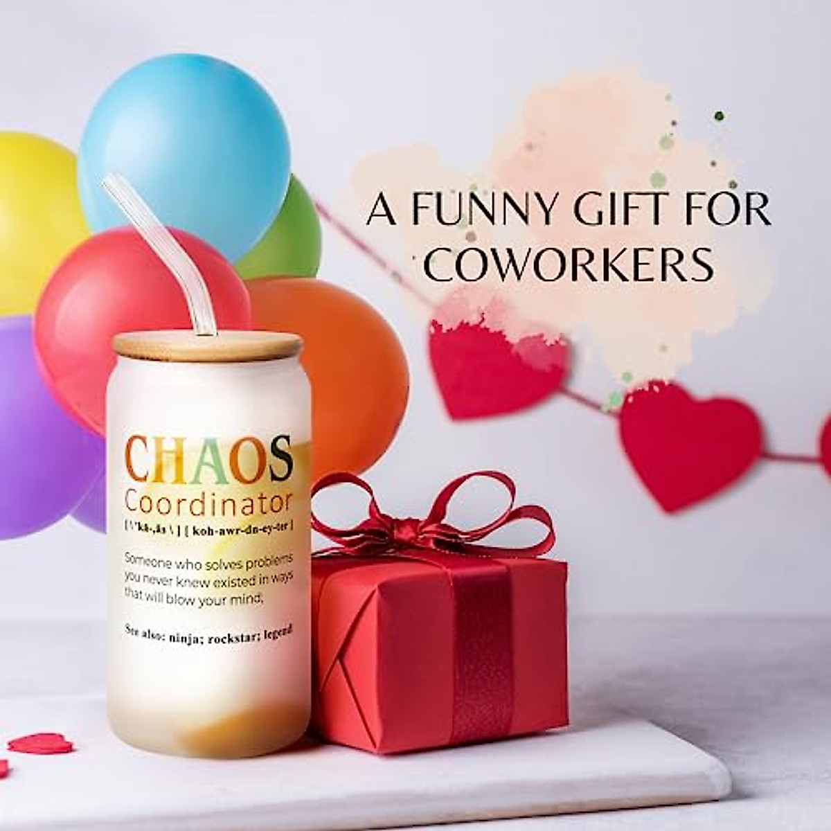 Chaos Coordinator Gifts Cup - Thank You Appreciation Office Gifts for Women, Her, Mom, Coworker, Manager, Teacher, Nurse, Supervisor, Wedding Planner - Boss Lady Gifts for Women - 16 Oz Can Glass