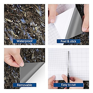 FunStick Black Marble Contact Paper for Countertop Contact Paper Waterproof Blue Black Marble Wallpaper Peel and Stick Countertops for Kitchen Removable Wall Paper for Bathroom Cabinets Desk 12"x200"