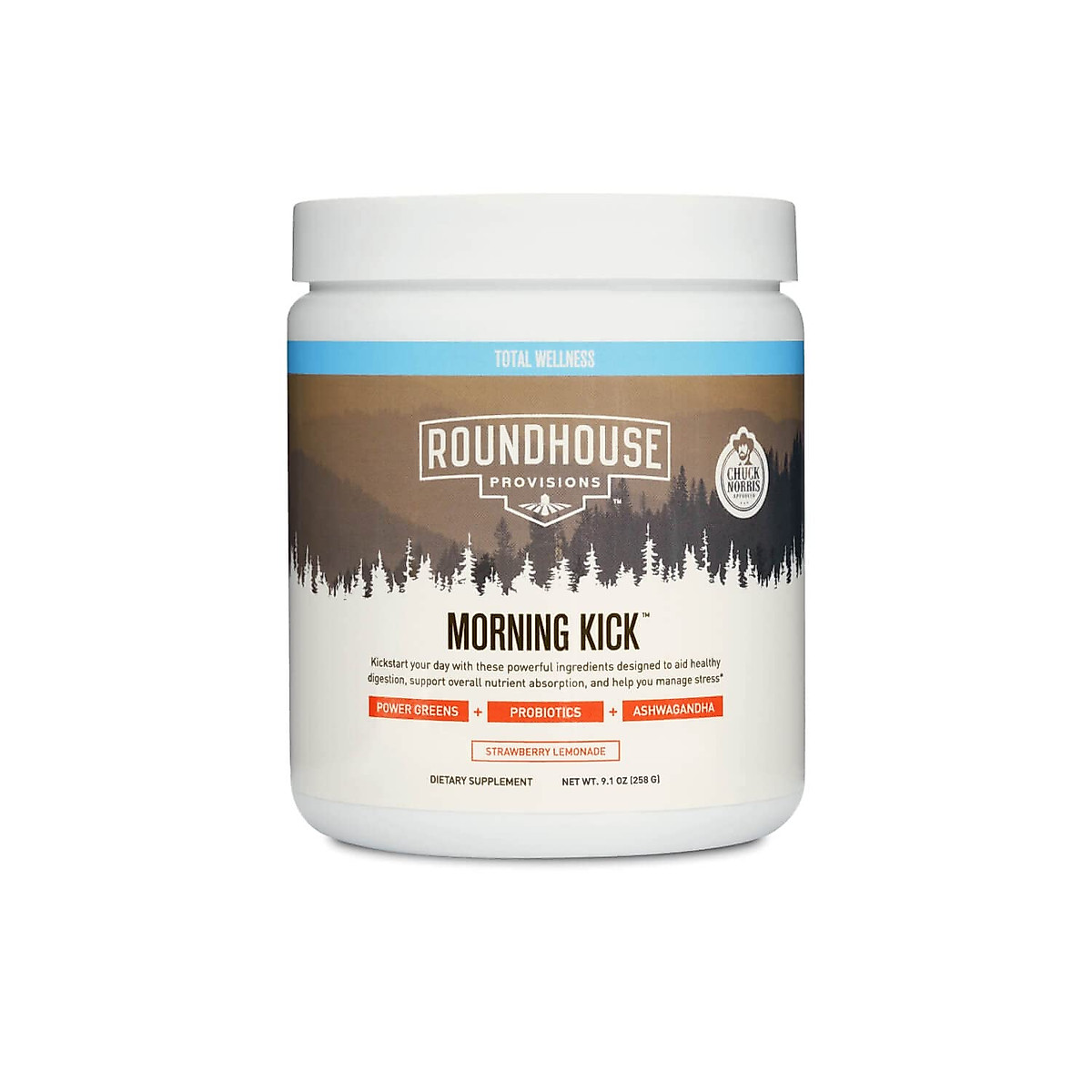 ROUNDHOUSE PROVISION Morning Kick, Greens Superfood Powder Supplement with Ashwaganda, Collagen Peptides, Probiotic Digestive Green Powder, Supports Energy Levels, 30 Servings (Strawberry Lemonade)