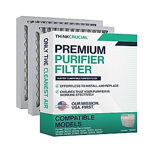 Crucial Air Purifier Filter – Compatible with Hunter® Brand Filter Part # 30931 – Models 30201, 30212, 301213, 30240, 30241, 30251, 30378, 30379, 30380, 30381, 30382, 30383 – Bulk Packs (2 Pack)