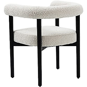 Meridian Furniture 560Cream-C Hyatt Collection Mid-Century Modern Dining Chair with Solid Wood Black Finish, Rich Cream Boucle Fabric, 26.5" W x 22" D x 28" H, Cream