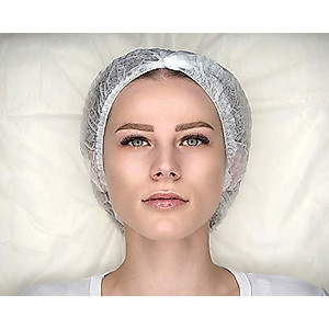 100 Disposable Mop Mob Bouffant Caps 21inch Clipped Hair Head Cover Net for Salon or Spray Tan