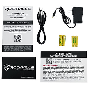 Rockville RWM132V VHF Wireless Dual Handheld Microphone System/High Sensitivity, Black
